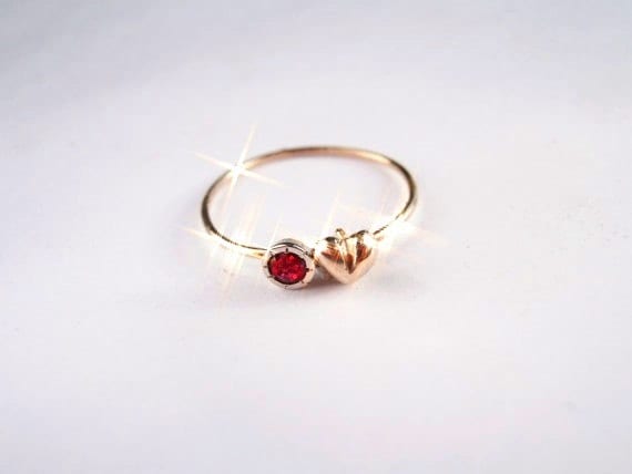 14K Gold and Ruby Heart Ring From the Sweet Nothings | Etsy