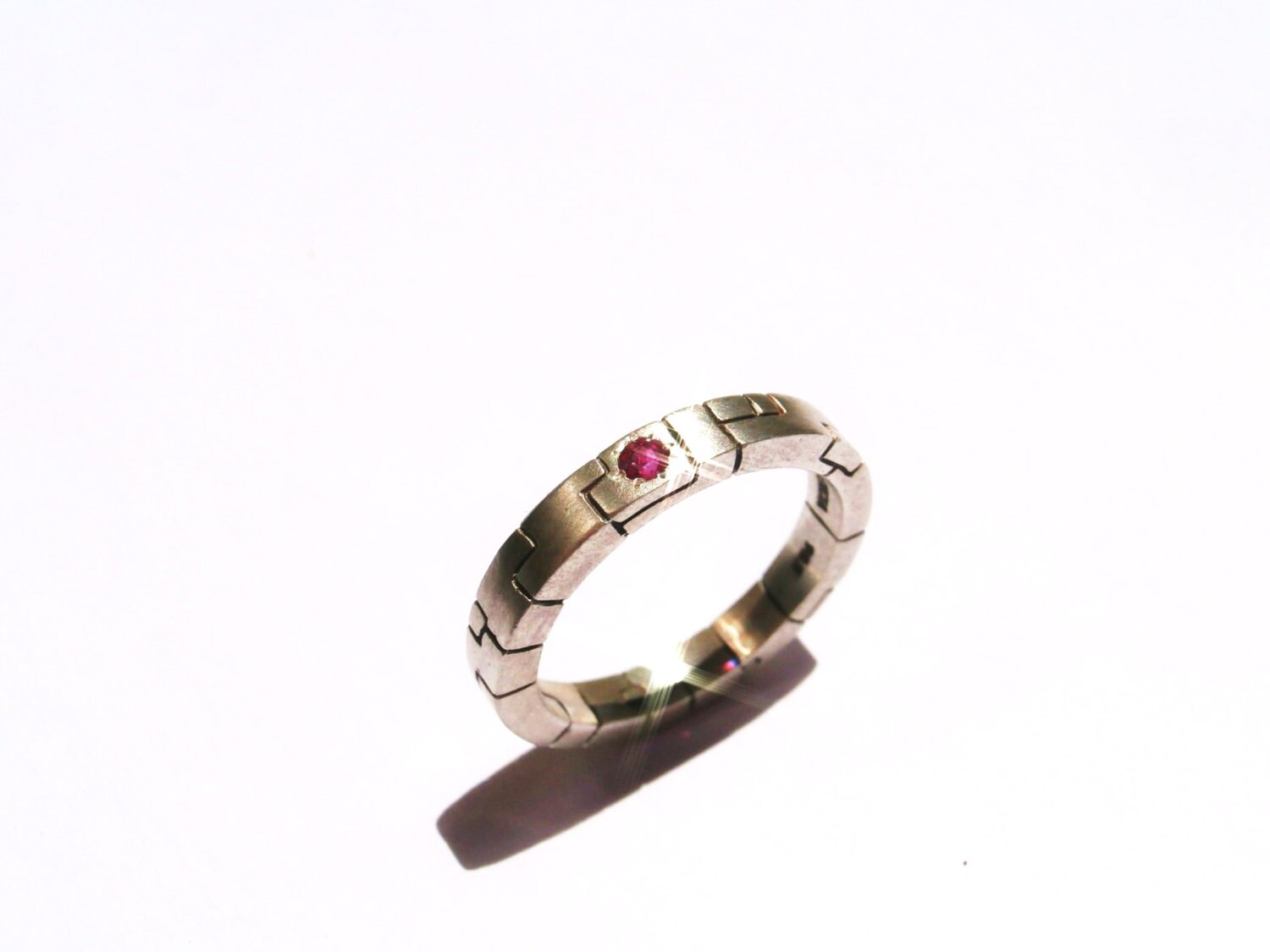 Inca Ring Sterling Silver with Ruby Band | Etsy