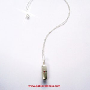 Love Pill Sterling Silver and Ruby Engraved Necklace - Etsy