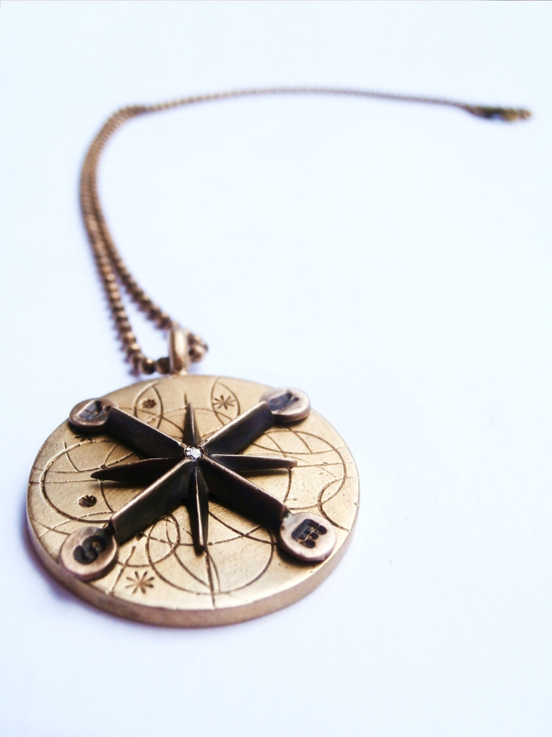 Archetypal Bronze Compass With Diamond - Etsy