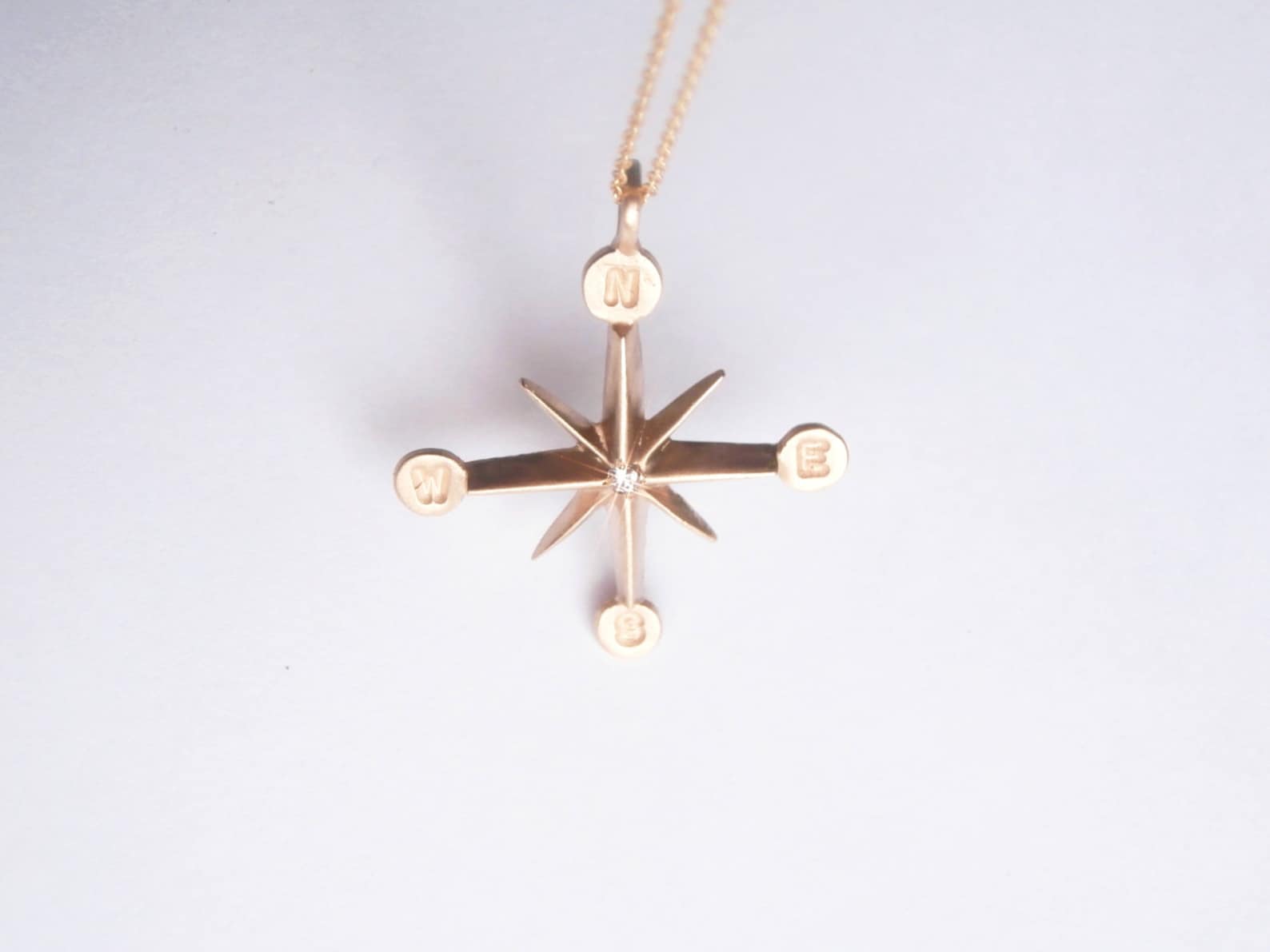 Compass Wind Rose 14K Yellow Gold Diamond Necklace - Etsy