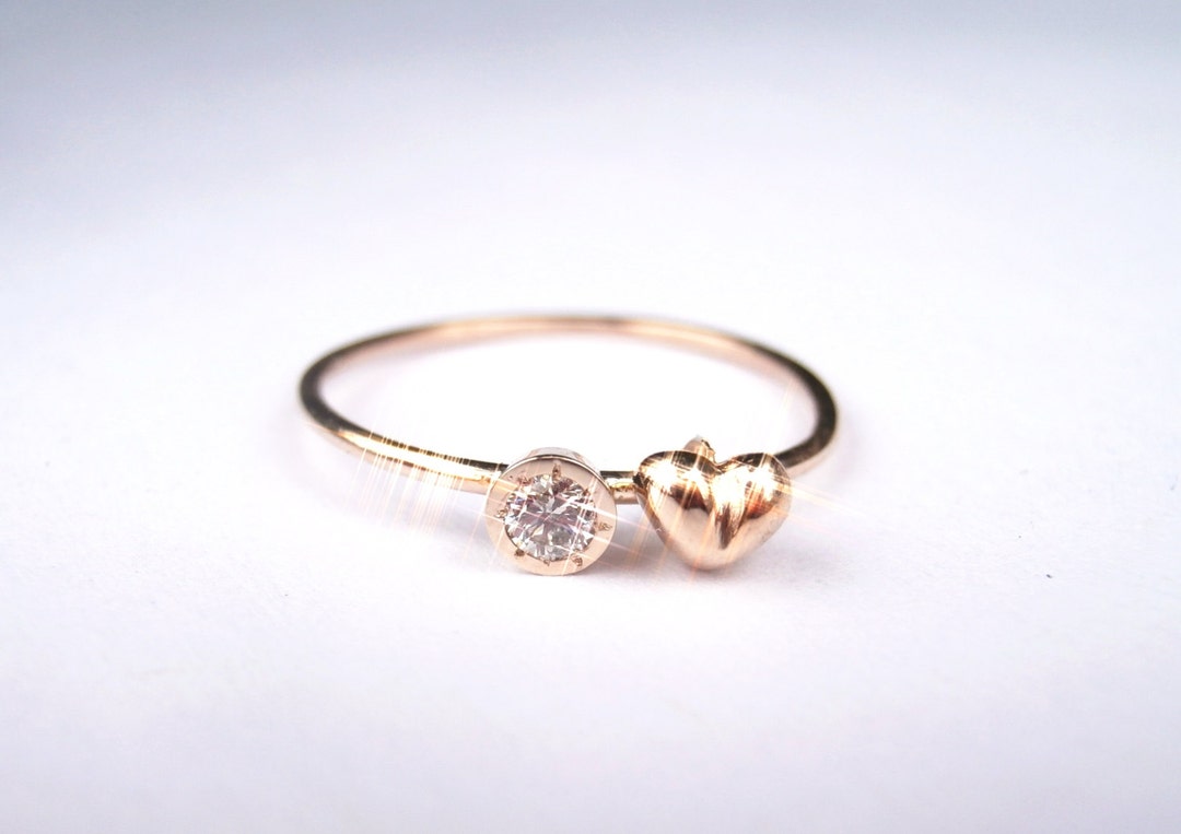 14K Gold and Diamond Heart Ring From the Sweet Nothings Collection - Etsy