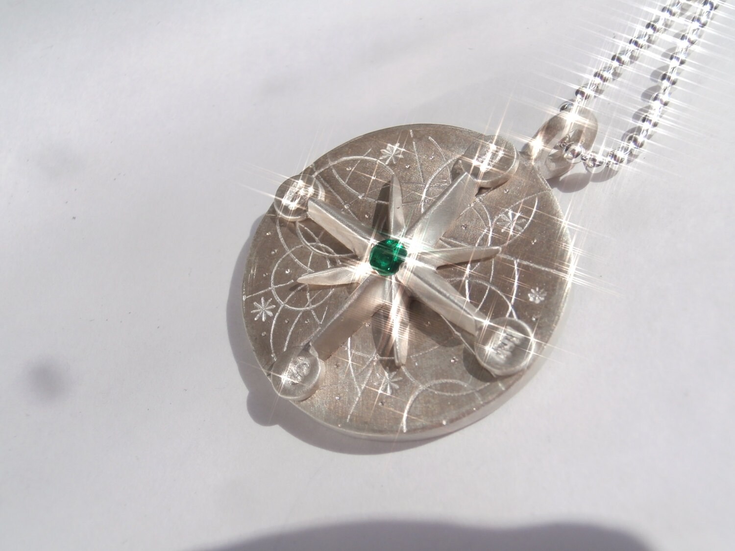Emerald Archetypal Compass Sterling Silver Necklace - Etsy