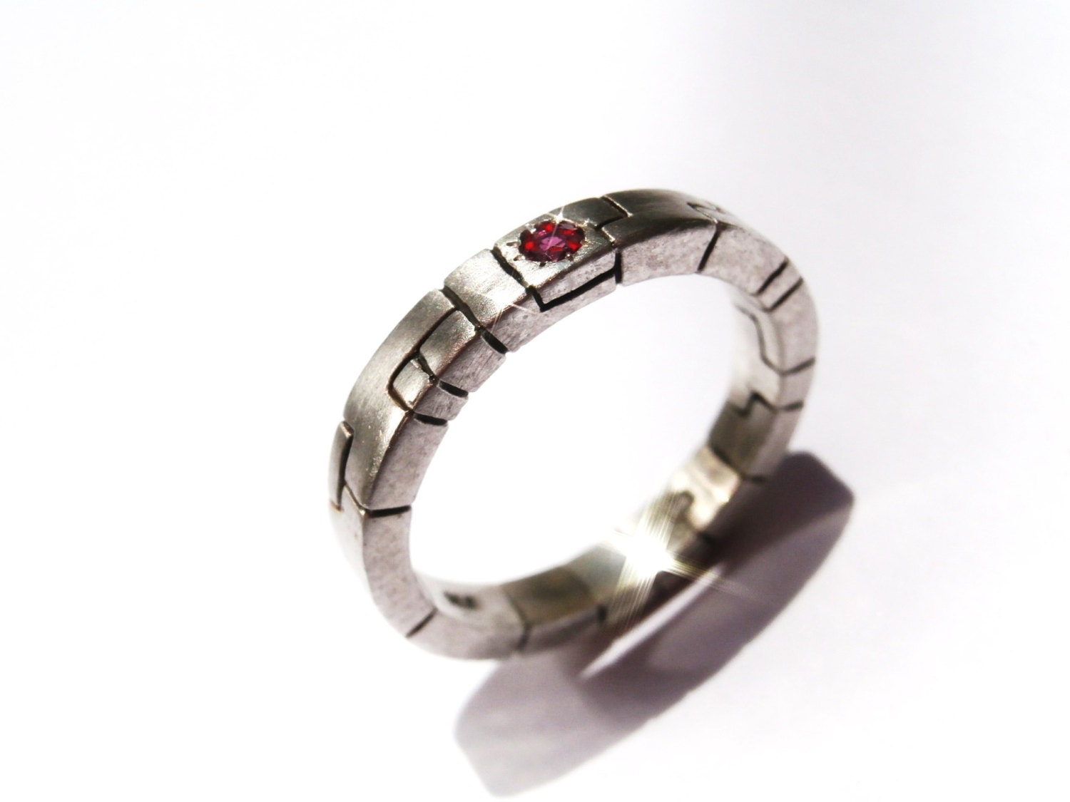 Inca Ring Sterling Silver with Ruby Band | Etsy