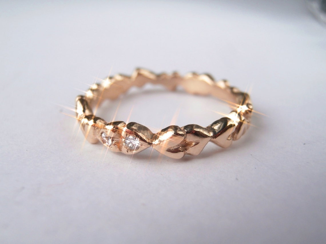 Eternal Love Ring 14K With 2 Diamonds Stackable Ring - Etsy