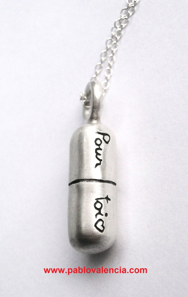 Love Pill Sterling Silver and Ruby Engraved Necklace - Etsy