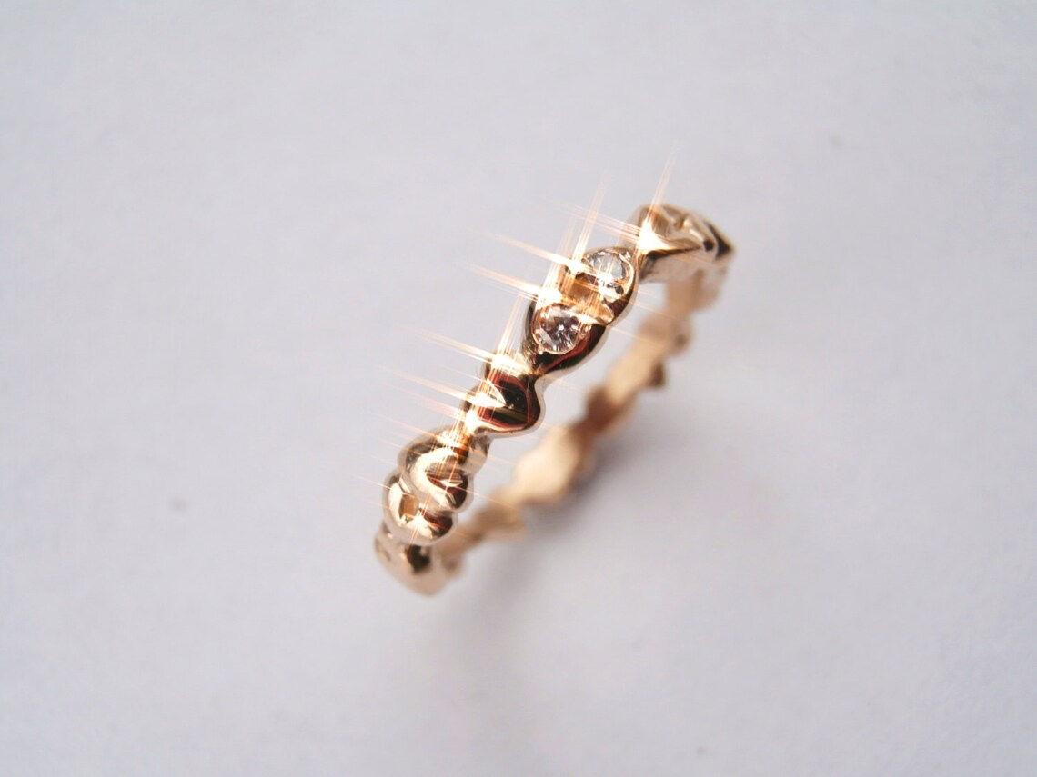 Eternal Love Ring 14K With 2 Diamonds Stackable Ring - Etsy