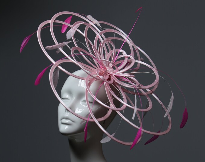 Baby Pink & Hot Pink Satin Saucer Loops Fascinator Hatinator Perfect ...