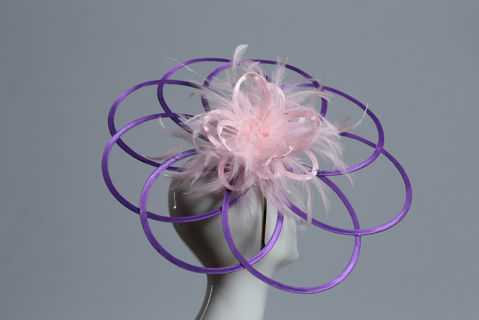 Purple & Baby Pink Satin Saucer Loops Fascinator Hatinator Perfect for ...