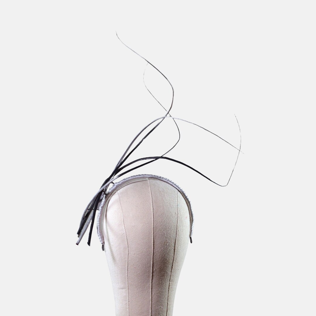 Navy Blue and Silver Ombre Effect Quill Floating Fascinator Hat ...