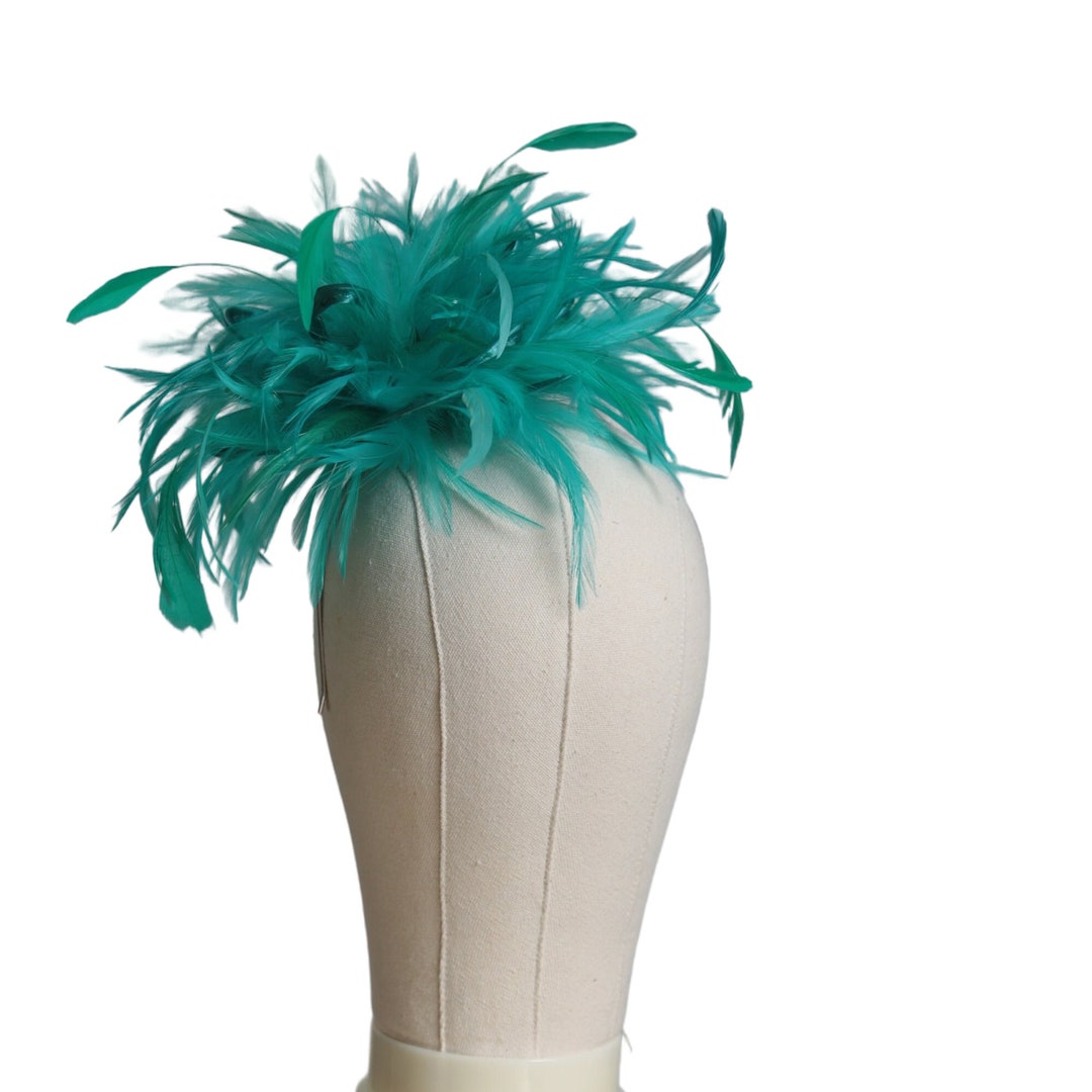 Jade Green and Emerald Green Feather Fascinator Hat - Wedding, Ladies ...