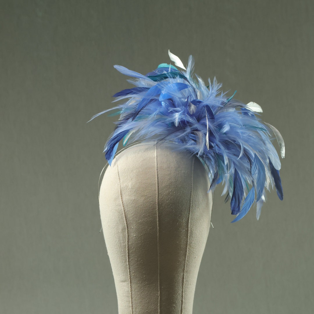 Butcher, Baby, Navy, Cornflower and Teal Blue and Silver Feather ...