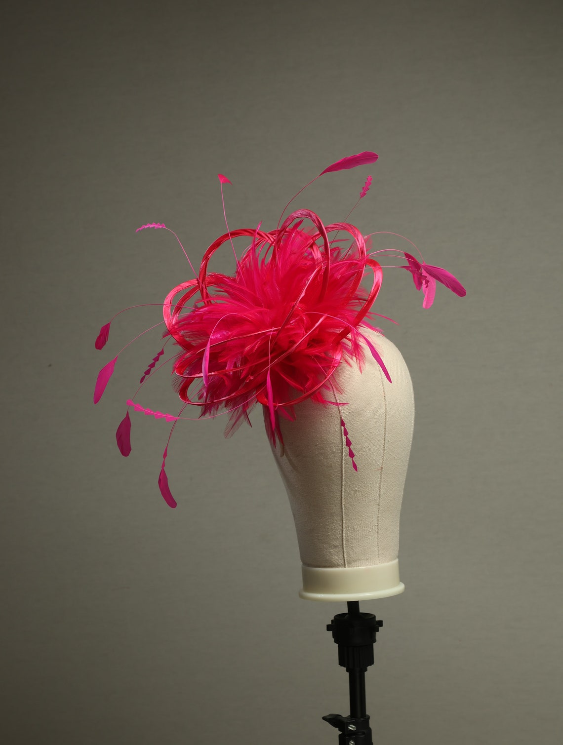 Cerise Hot Pink Extra Long Feathers Feather Fascinator Hat With ...