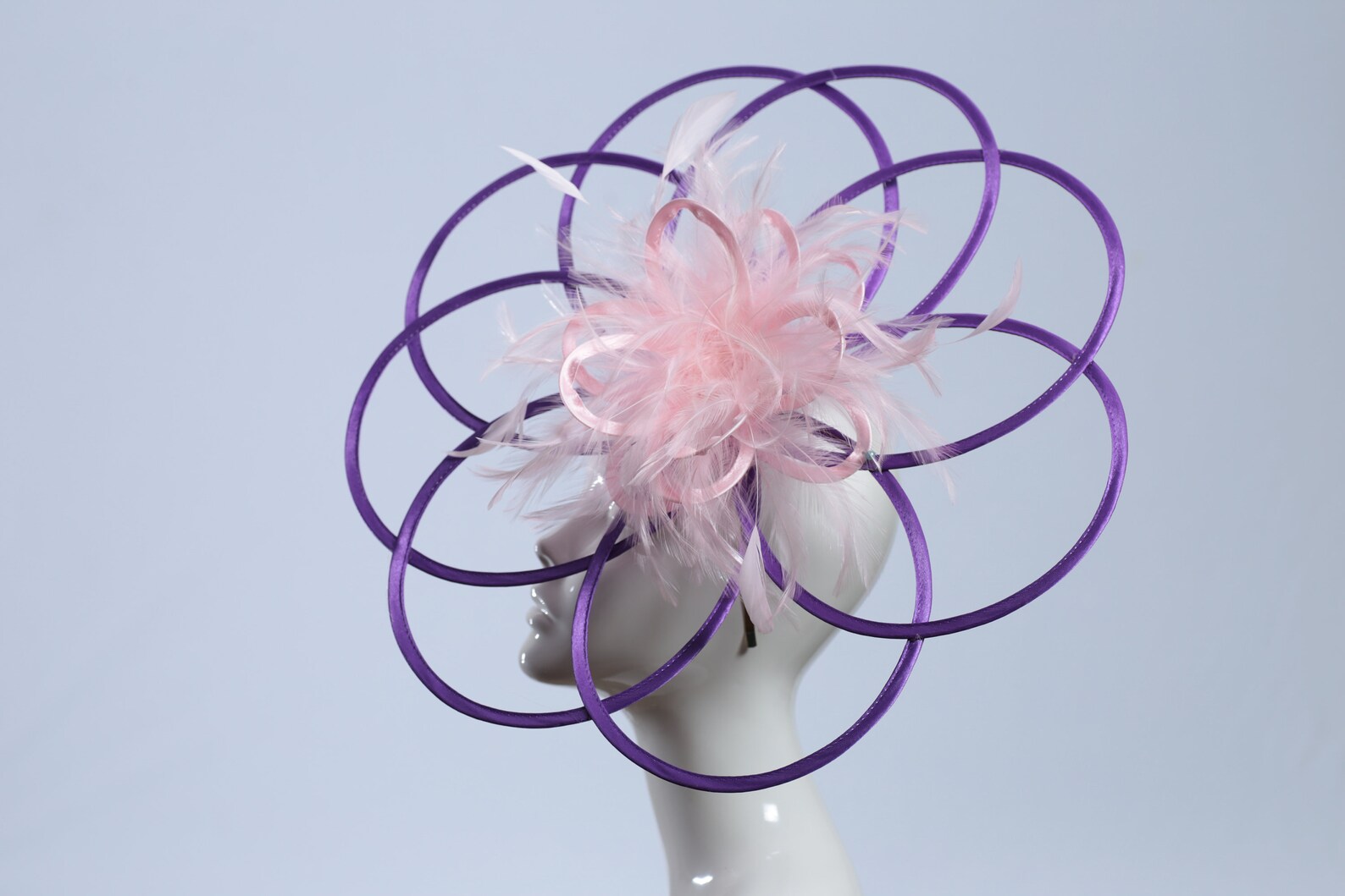 Purple & Baby Pink Satin Saucer Loops Fascinator Hatinator Perfect for ...