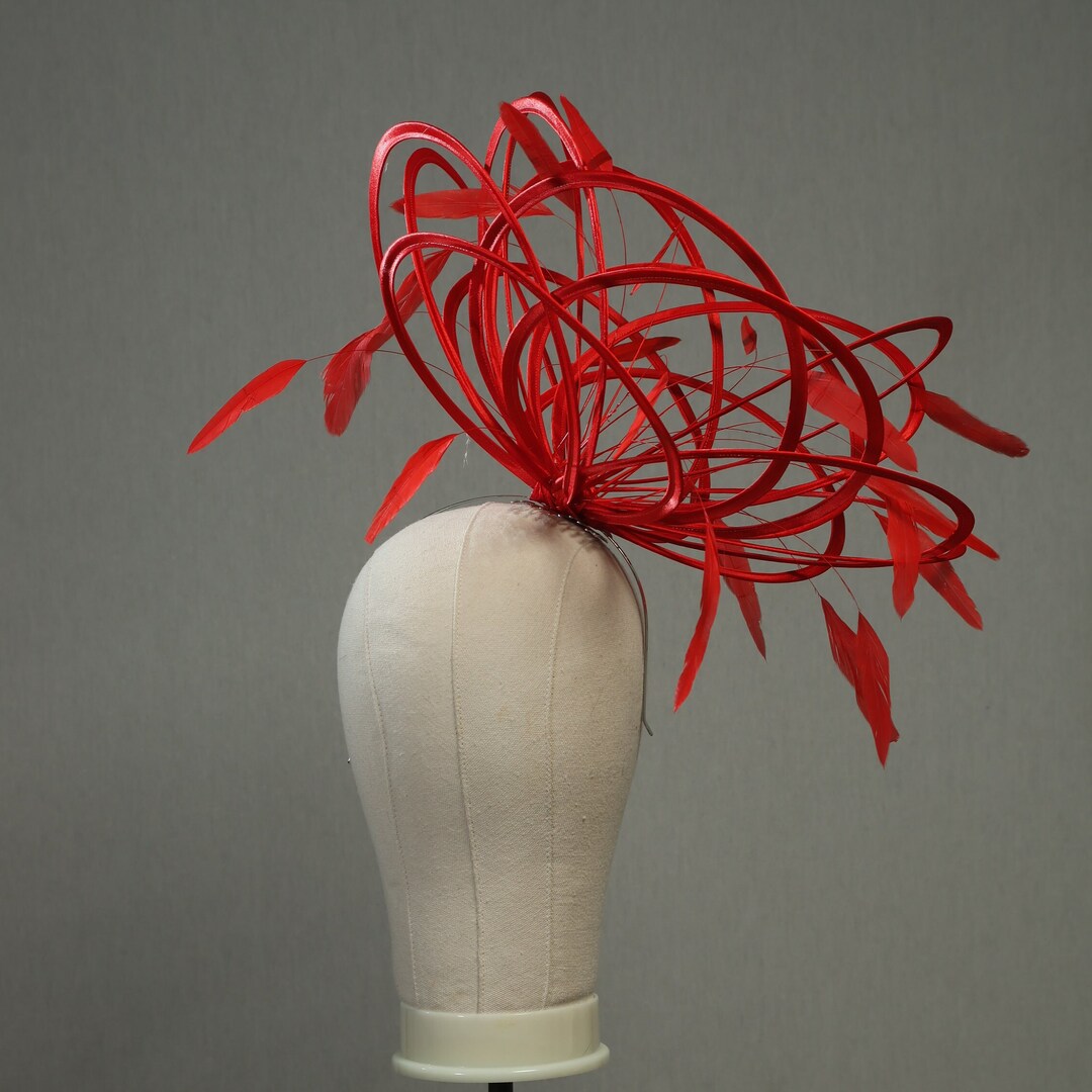 Red Large Feather Fascinator Hat - Perfect for a Mother of the Bride ...