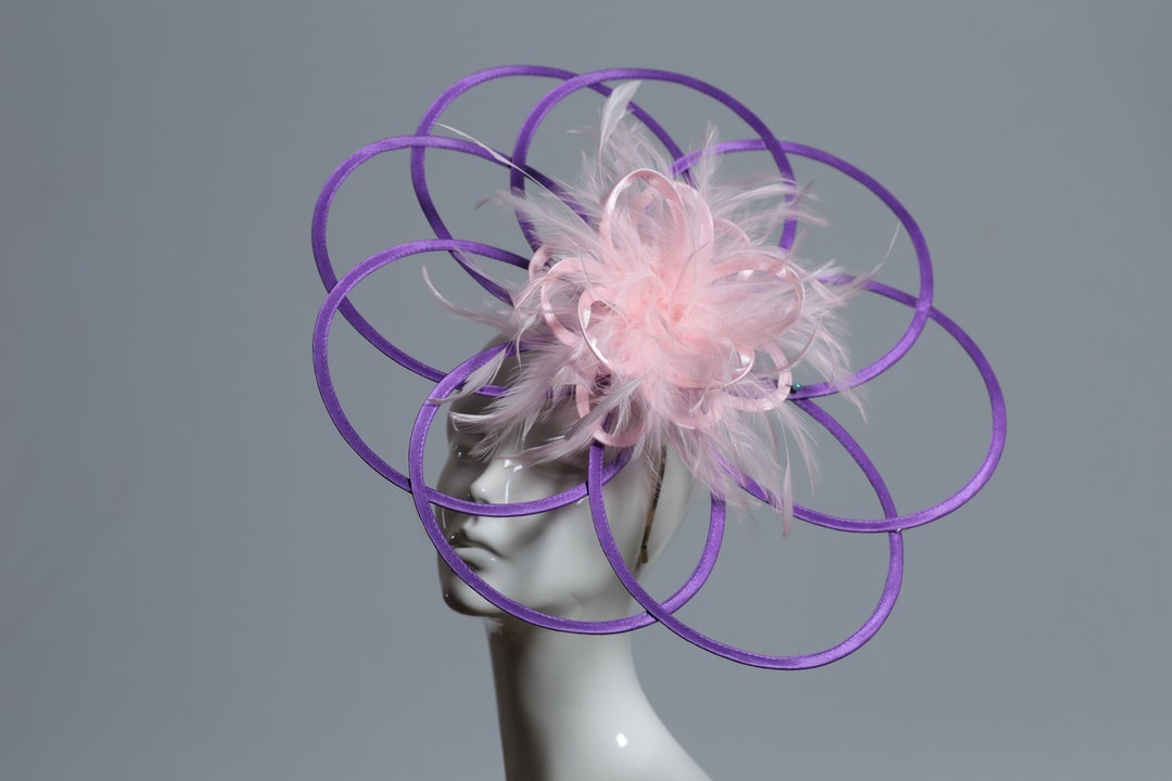 Purple & Baby Pink Satin Saucer Loops Fascinator Hatinator Perfect for ...
