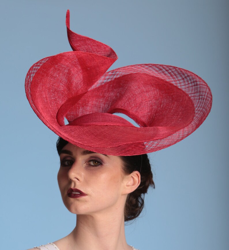 Pinky Red Swirl Sinamay Saucer Hat Fascinator Hatinator. Can Be Made in ...