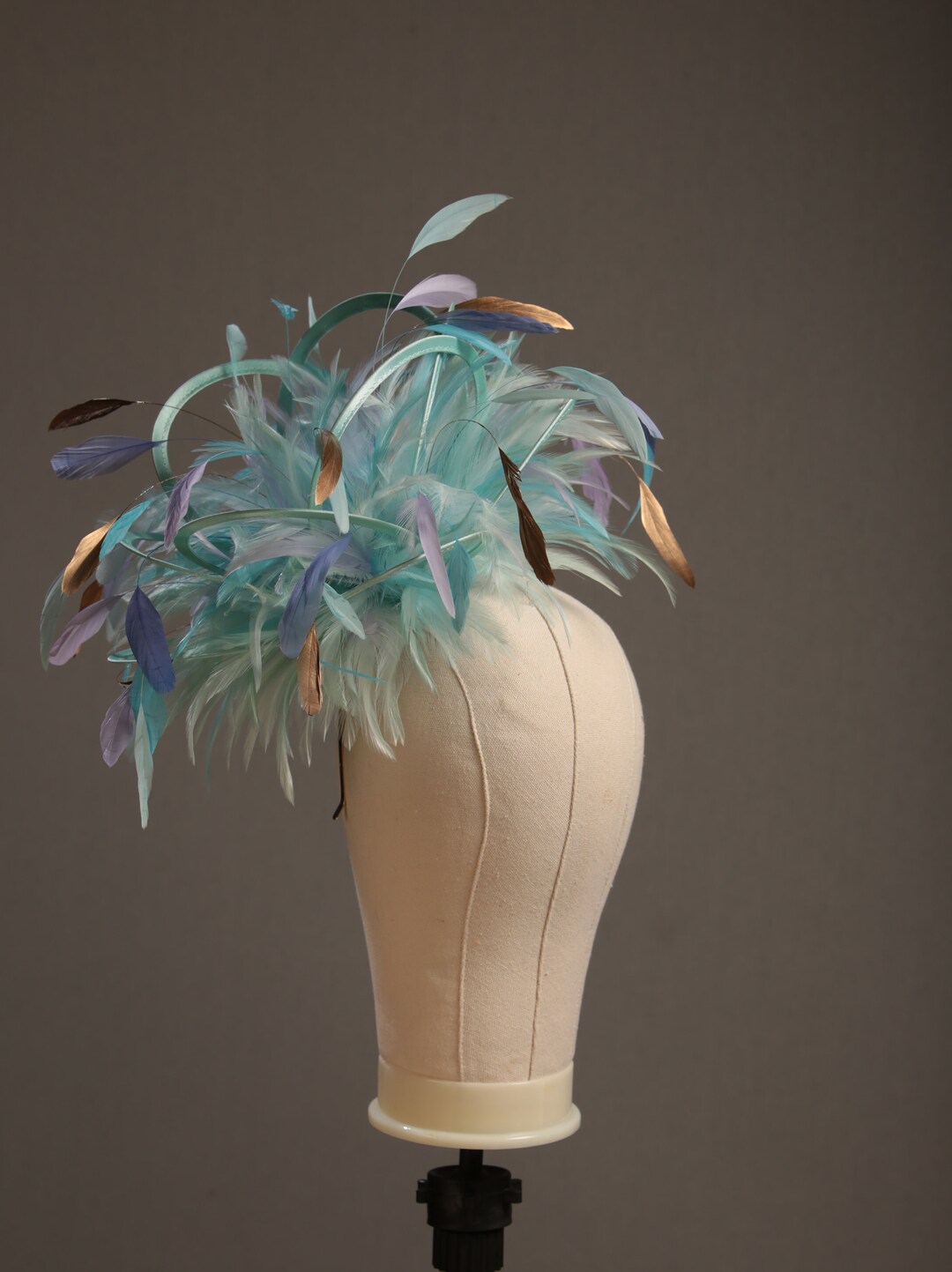 Aqua Blue, Lilac, Gold, Cornflower Blue Fascinator Hat-perfect for a ...
