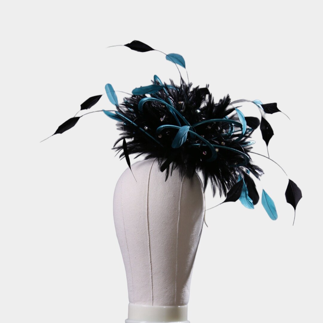 Teal Satin Loops Main Feathers Black, Highlights of Teal Feather ...