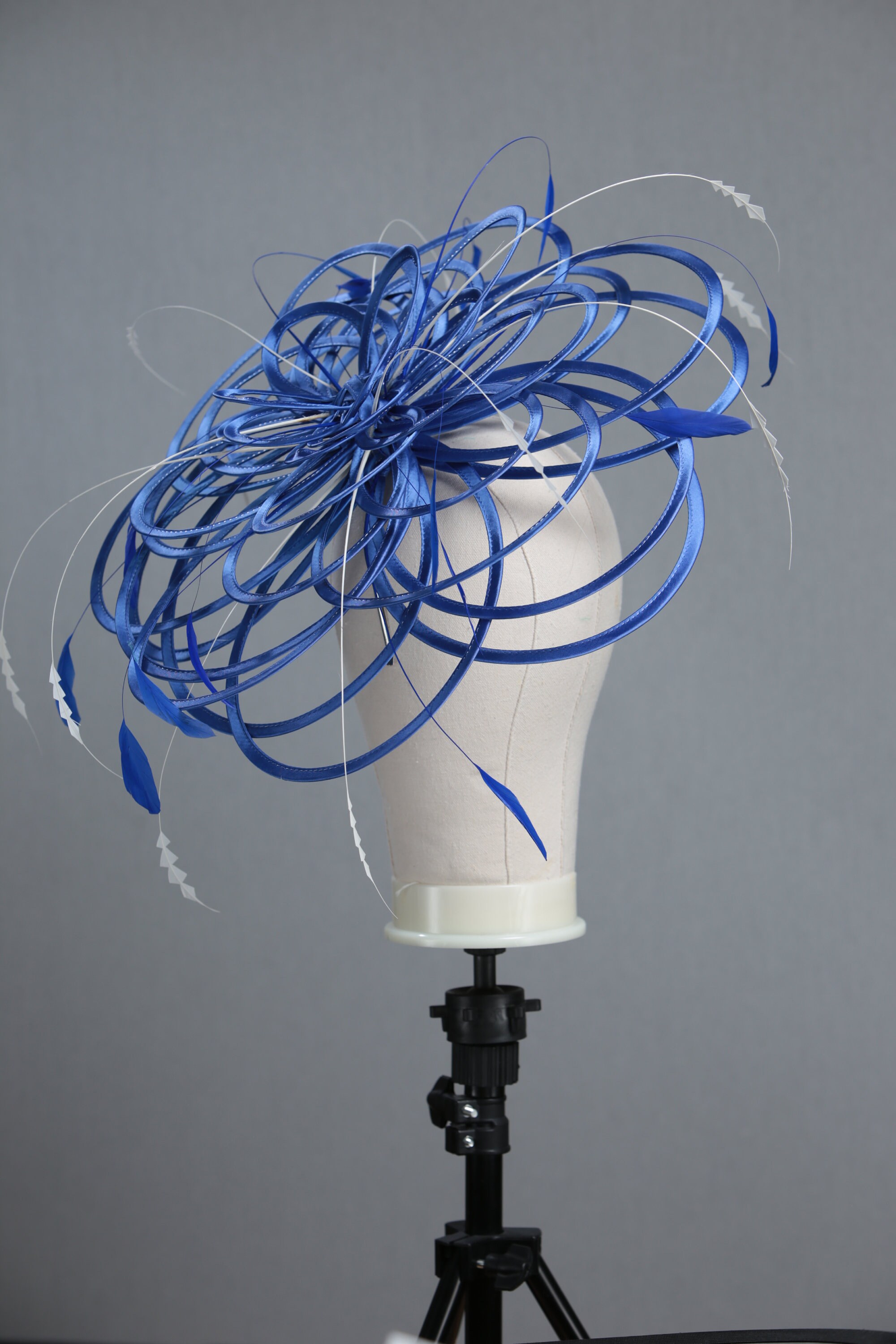 Royal Blue and White Satin Saucer Loops Fascinator Hatinator Perfect ...