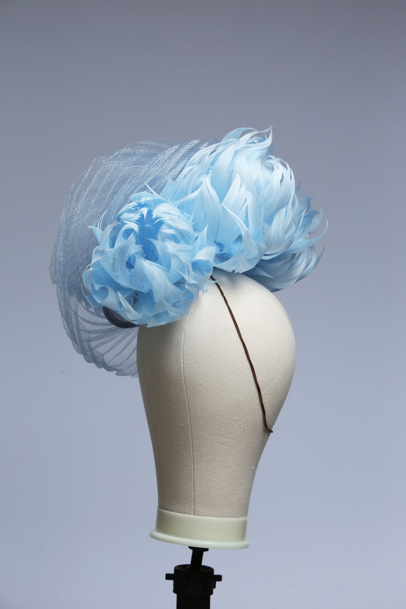 Baby Blue Powder Blue and Cornflower Blue Feather Flower & - Etsy UK