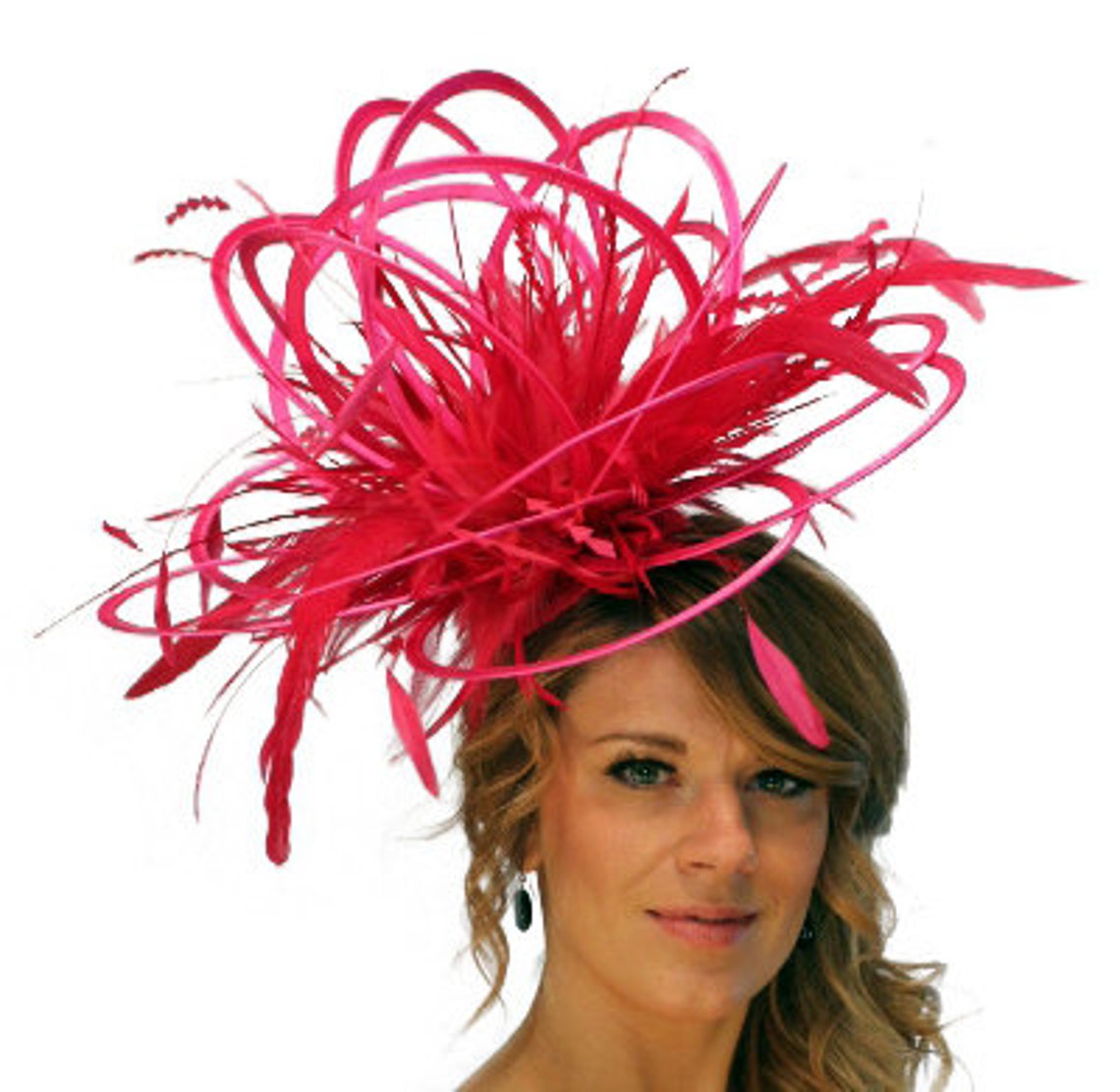 Hot Pink Fuschia Large Feather Fascinator Hat-perfect for a - Etsy UK