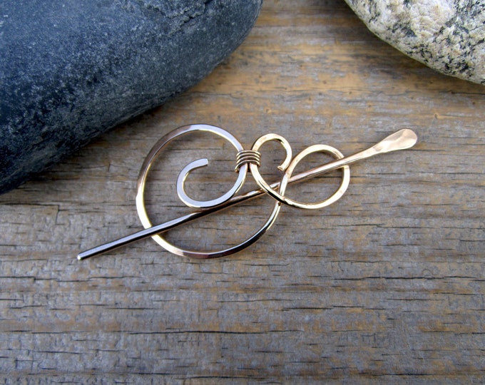 Mini Bronze Slide Barrette, Free Form Hair Clip B2, Hand Forged Metal ...