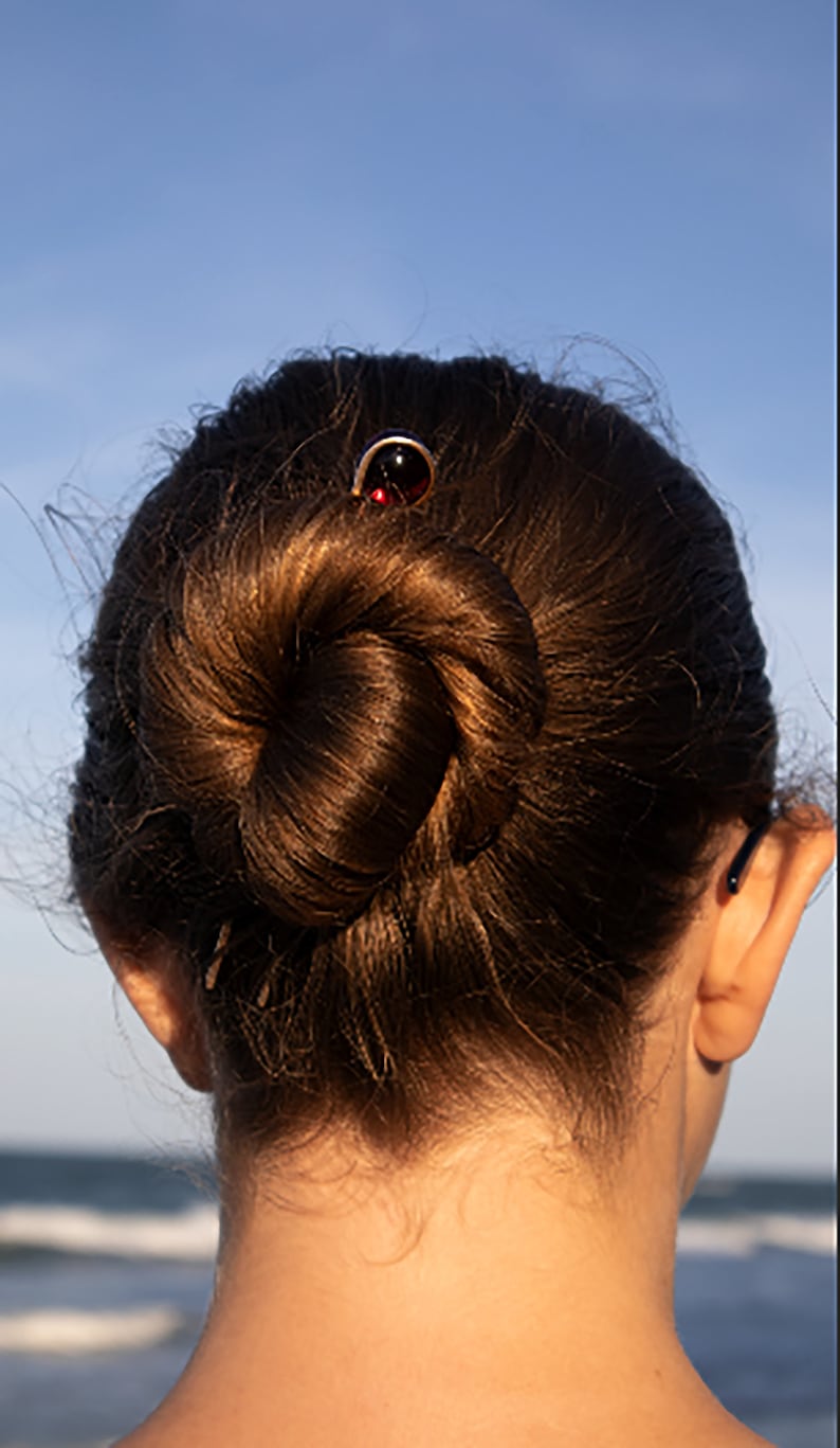 Deep Red Hair Fork in Bronze With Glass Sphere Your Choice of - Etsy