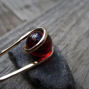 Mini Deep Red Hair Fork in Bronze With Glass Sphere Fine - Etsy