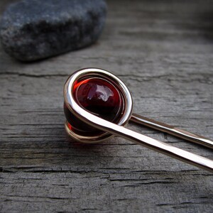 Mini Deep Red Hair Fork in Bronze With Glass Sphere Fine - Etsy