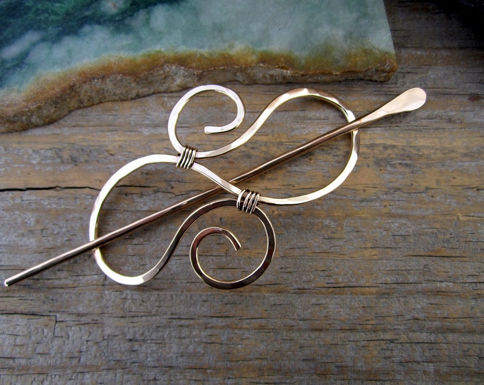 Bronze Slide Barrette, Free Form Hair Clip B1, Hand Forged Metal ...