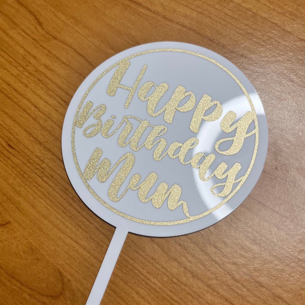 Happy Birthday Mum Cake Topper - Etsy UK