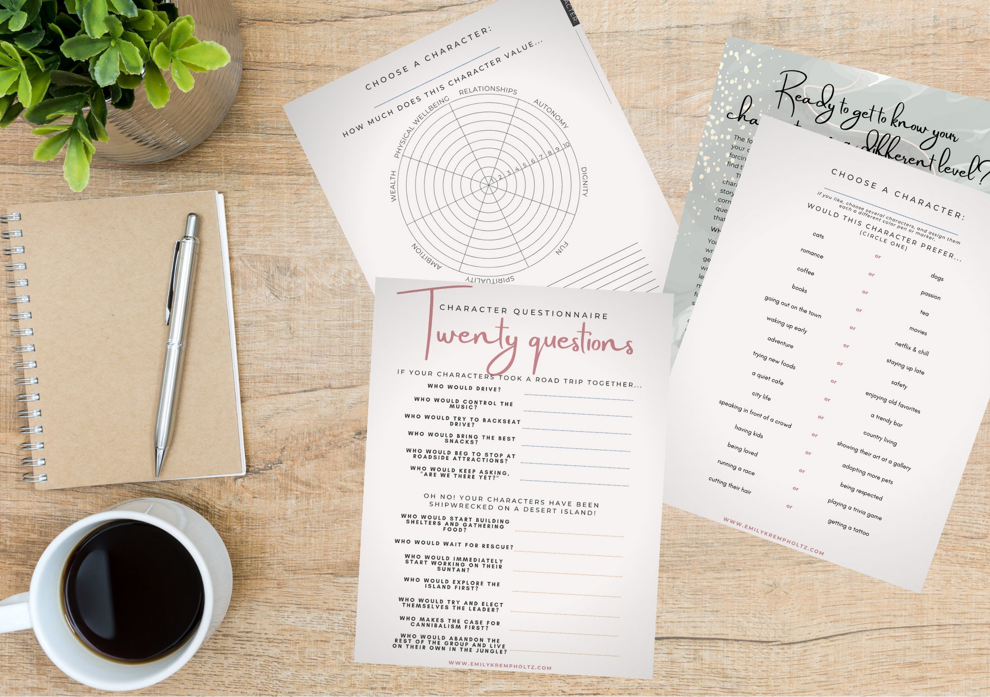 Character Questionnaire Printable Template Set for Writers | Build ...
