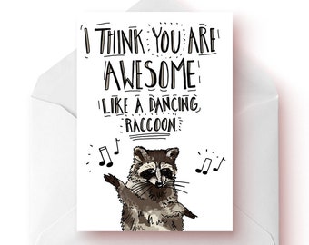 Raccoon card | Etsy