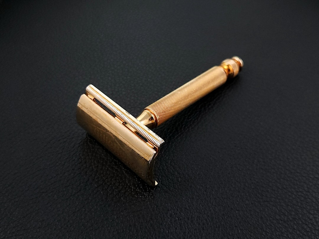 Gillette Ball End Tech Gold Vintage Three Piece Double Edge Safety ...