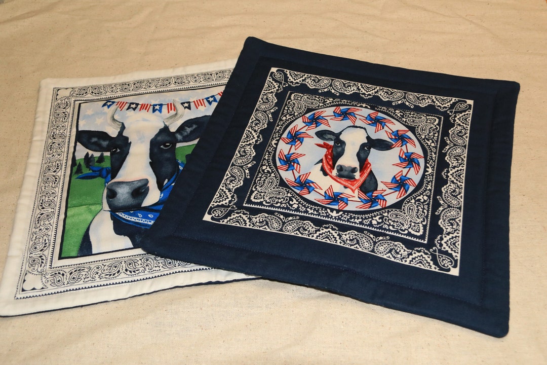 Patriotic Cows Hot Pads, American Flag, 4th of July Hot Pads, Trivet ...
