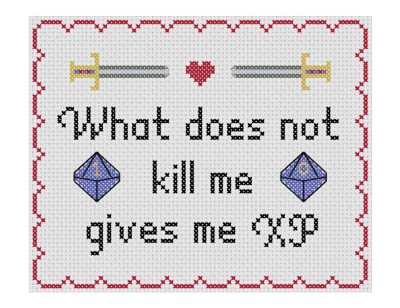 What Does Not Kill Me Gives Me XP RPG Cross Stitch Pattern - Etsy