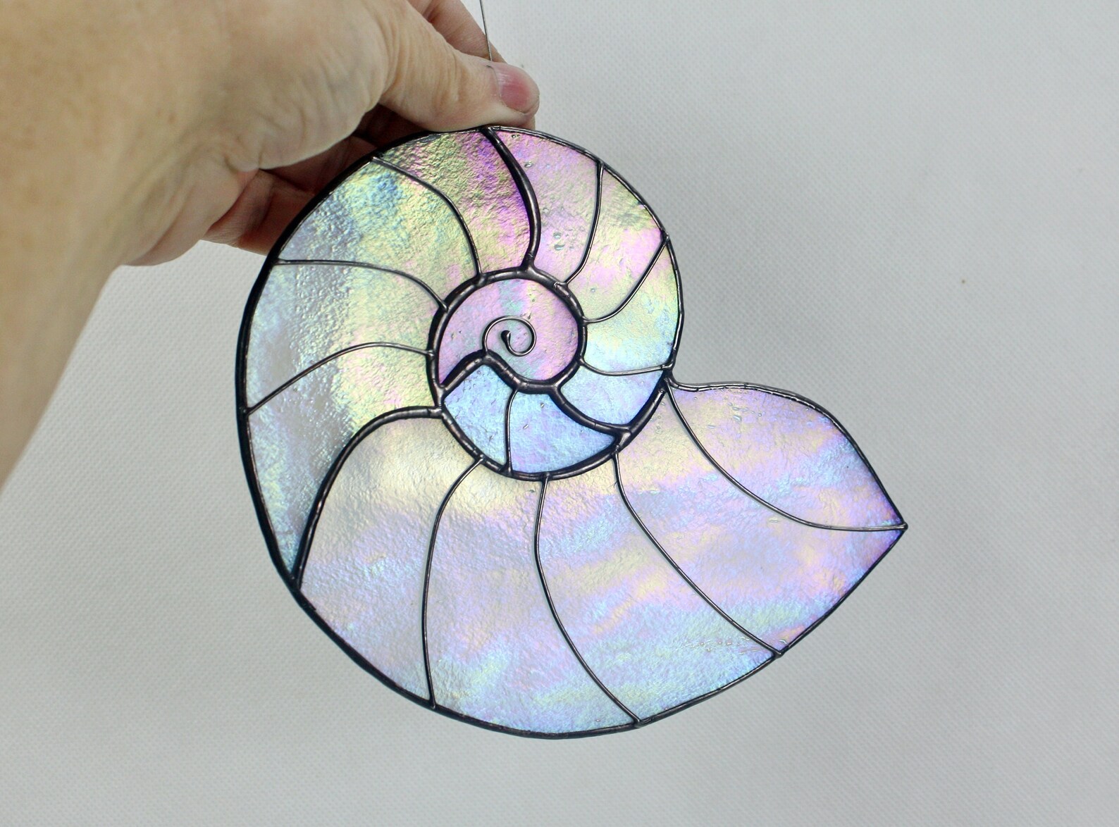 Sea Shell Stained Glass White Iridescent Beach Decor Glass - Etsy