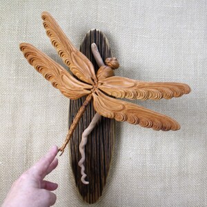 Dragonfly Wood Carving Wall Hanging Hand Carved Cherry by Mike Berlin ...