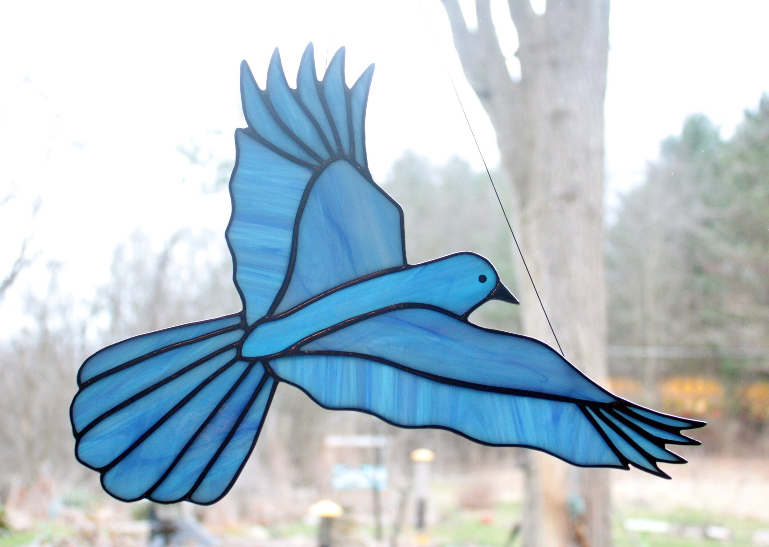 Bluebird Stained Glass Stained Glass Bird Glass Art - Etsy UK
