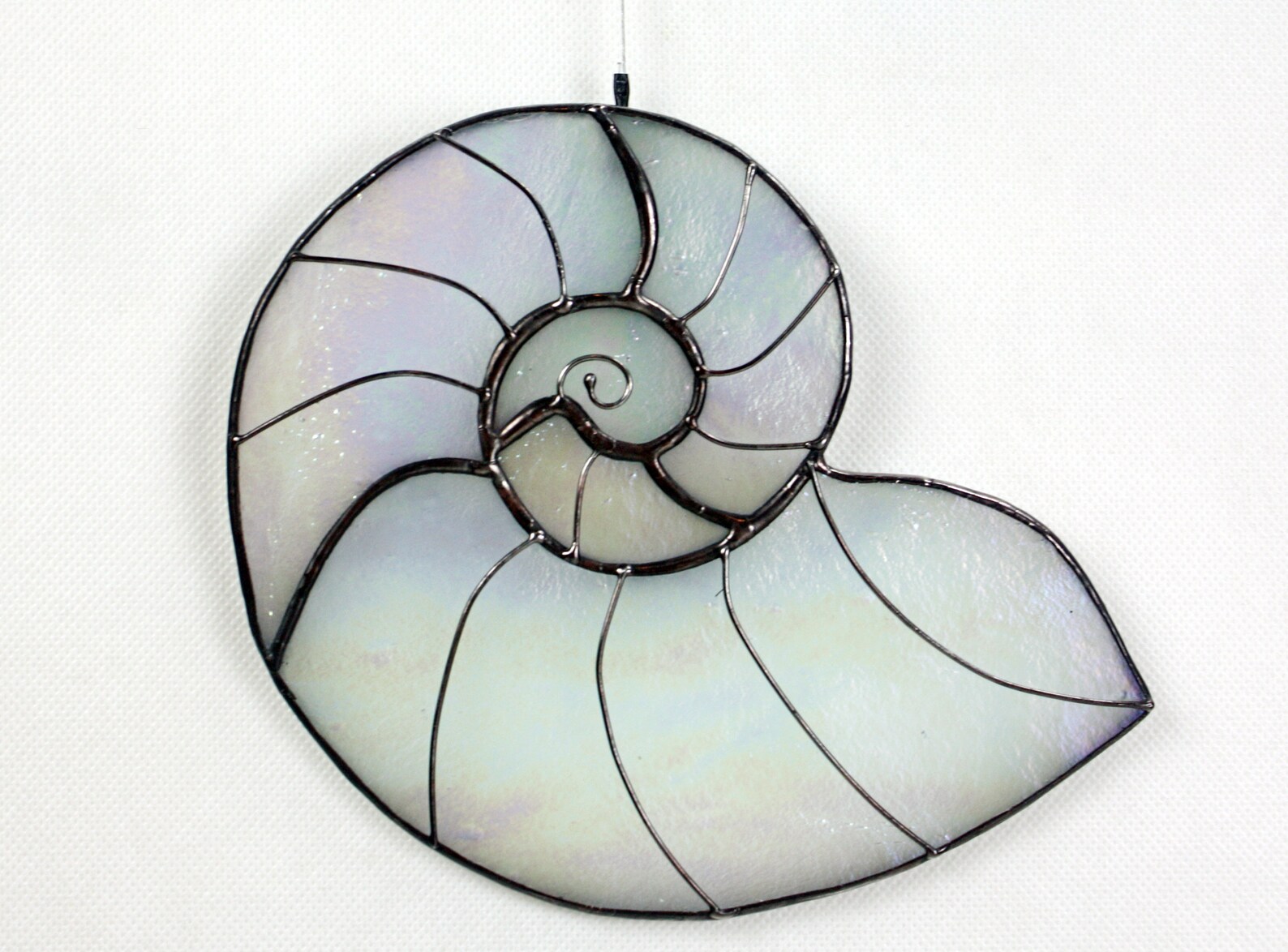 Sea Shell Stained Glass White Iridescent Beach Decor Glass - Etsy