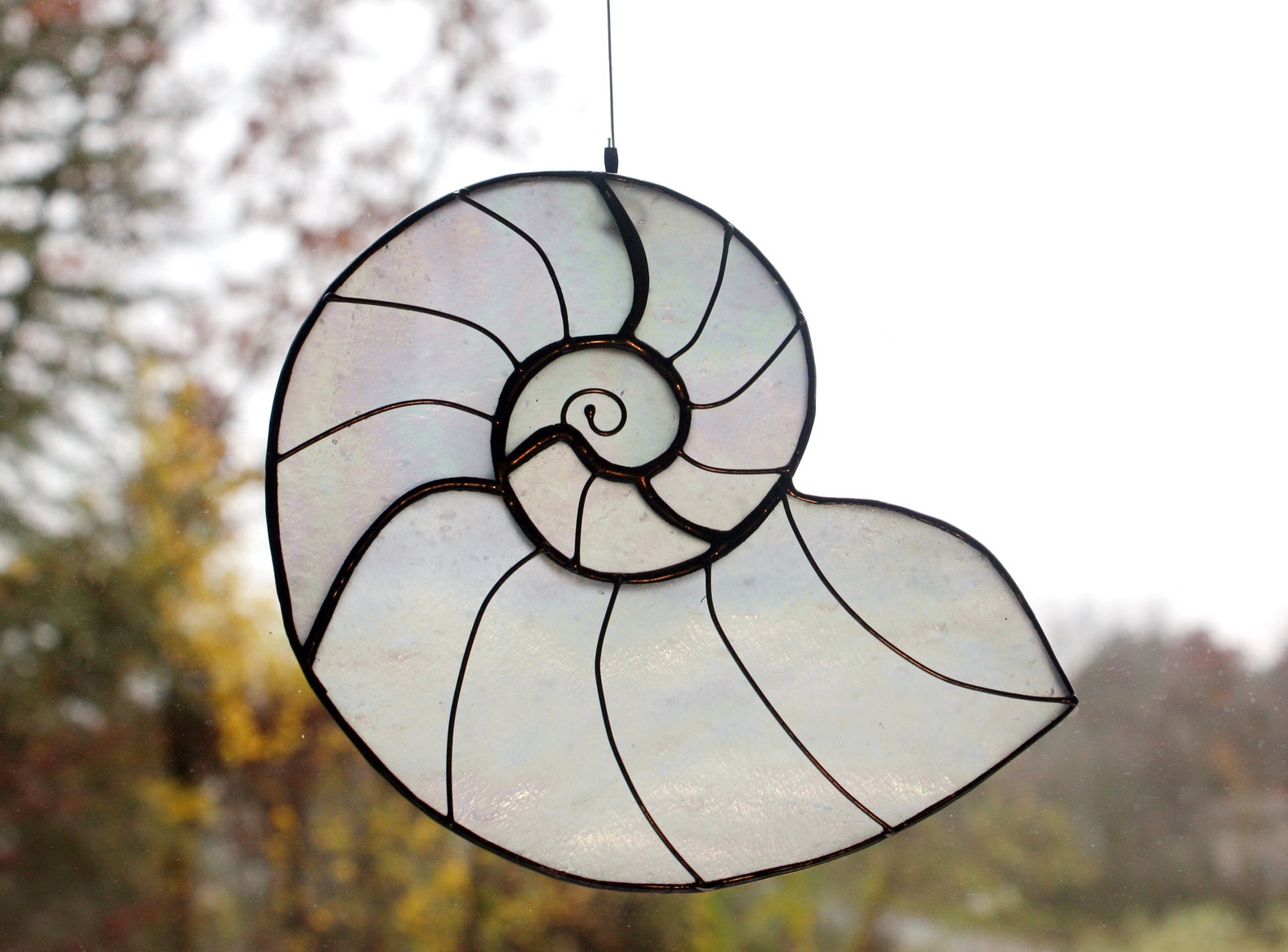 Sea Shell Stained Glass White Iridescent Beach Decor Glass - Etsy