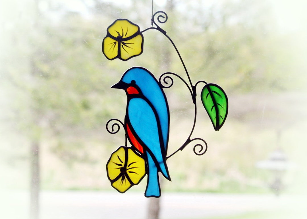 Bluebird Stained Glass Suncatcher, Stained Glass Bird, Glass Art ...