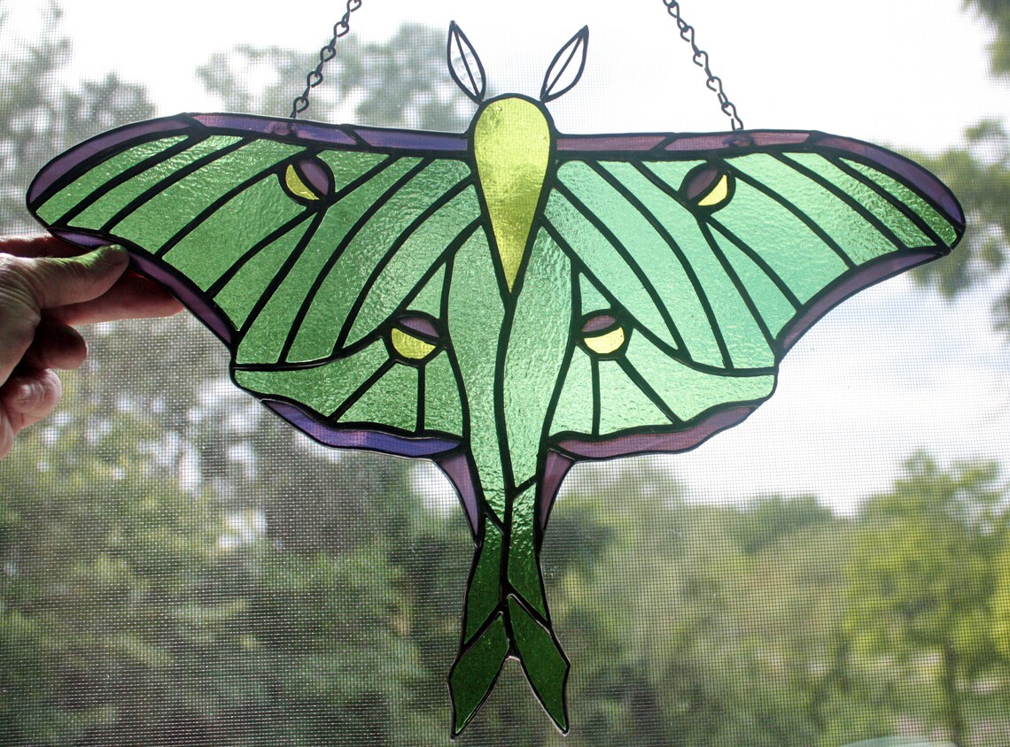 Luna Moth Stained Glass Stained Glass Moth Wildlife Art - Etsy
