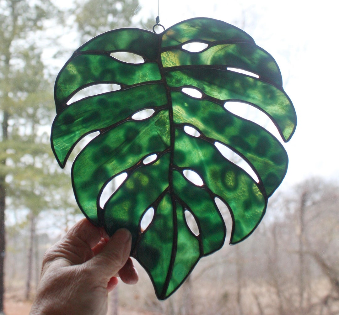 Stained Glass Monstera Leaf Suncatcher - Etsy