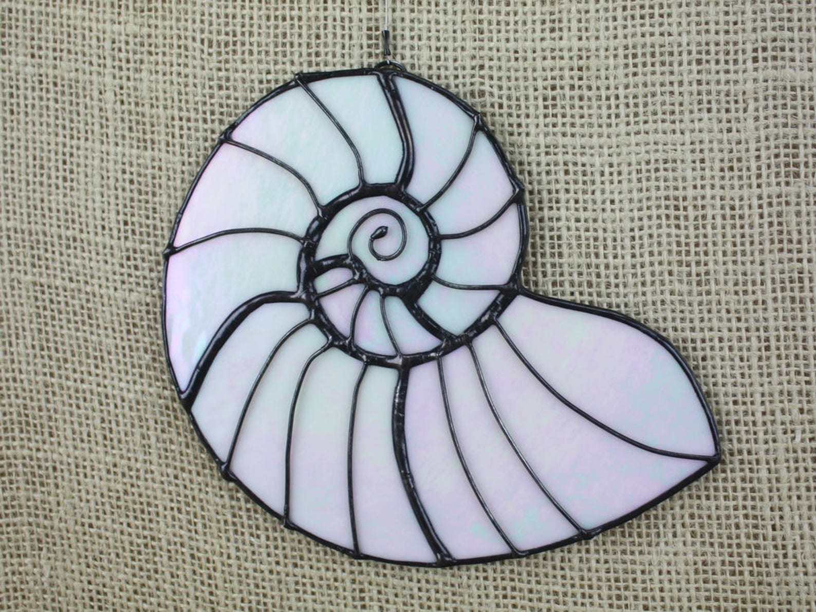 Sea Shell Stained Glass White Iridescent Beach Decor Glass | Etsy