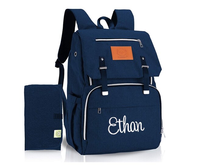 Navy Blue Backpack Diaper Bag Monogrammed, Diaper Bag Backpack With ...