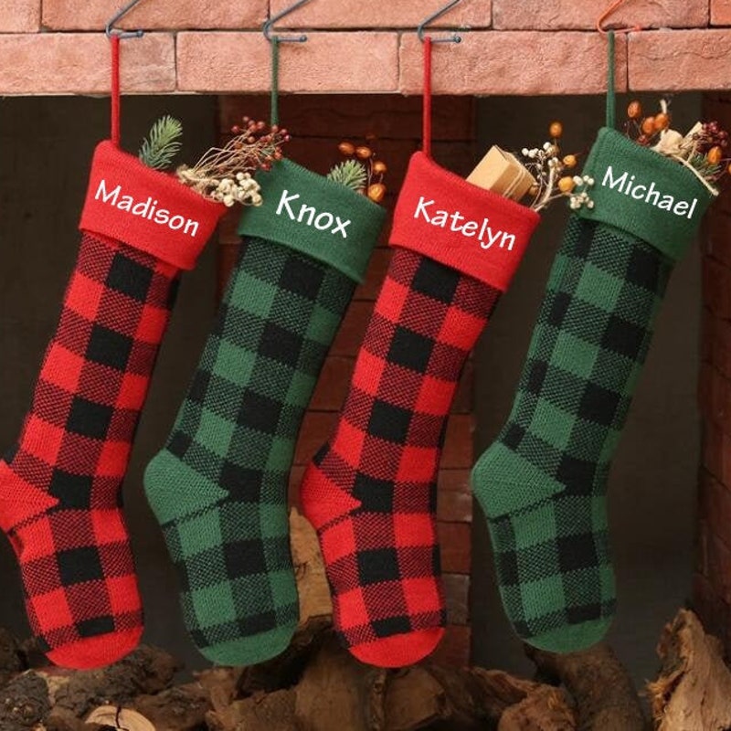 Green White Stocking - Etsy