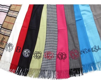Scarf Monogrammed Scarves Personalized Scarf | Etsy