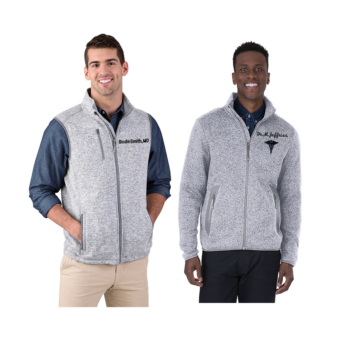 Men's Knit Sweater Jacket or Vest for Doctor Embroidered - Etsy